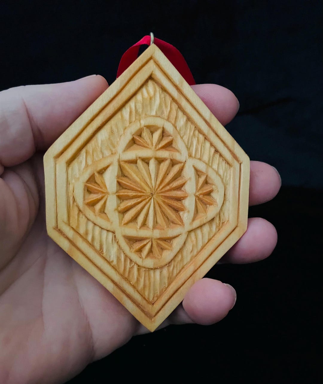 19027 Wooden Chip Carved Ornament - Etsy