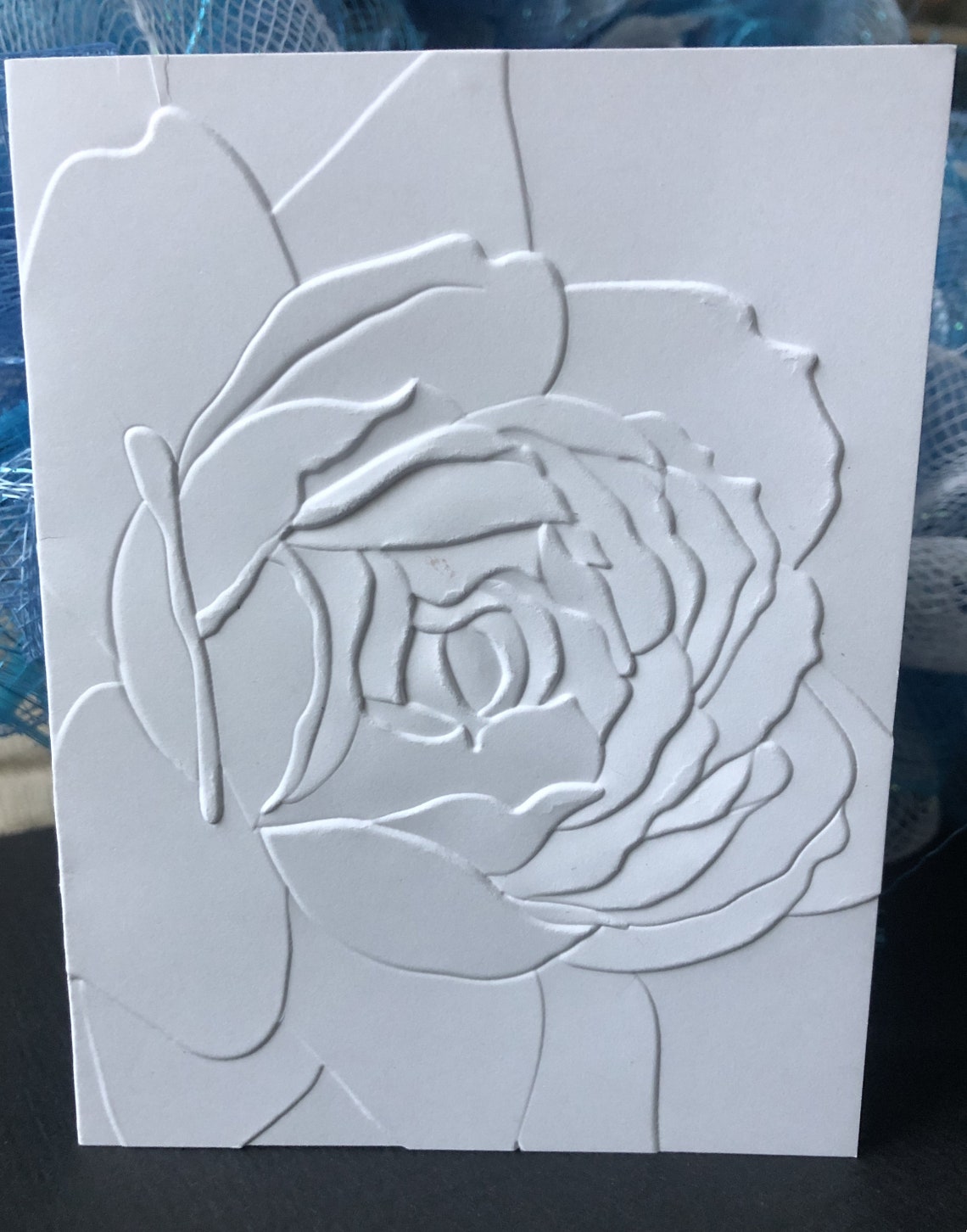 3D Embossed White Rose Cards (set of 6) Embossed Note Cards All ...