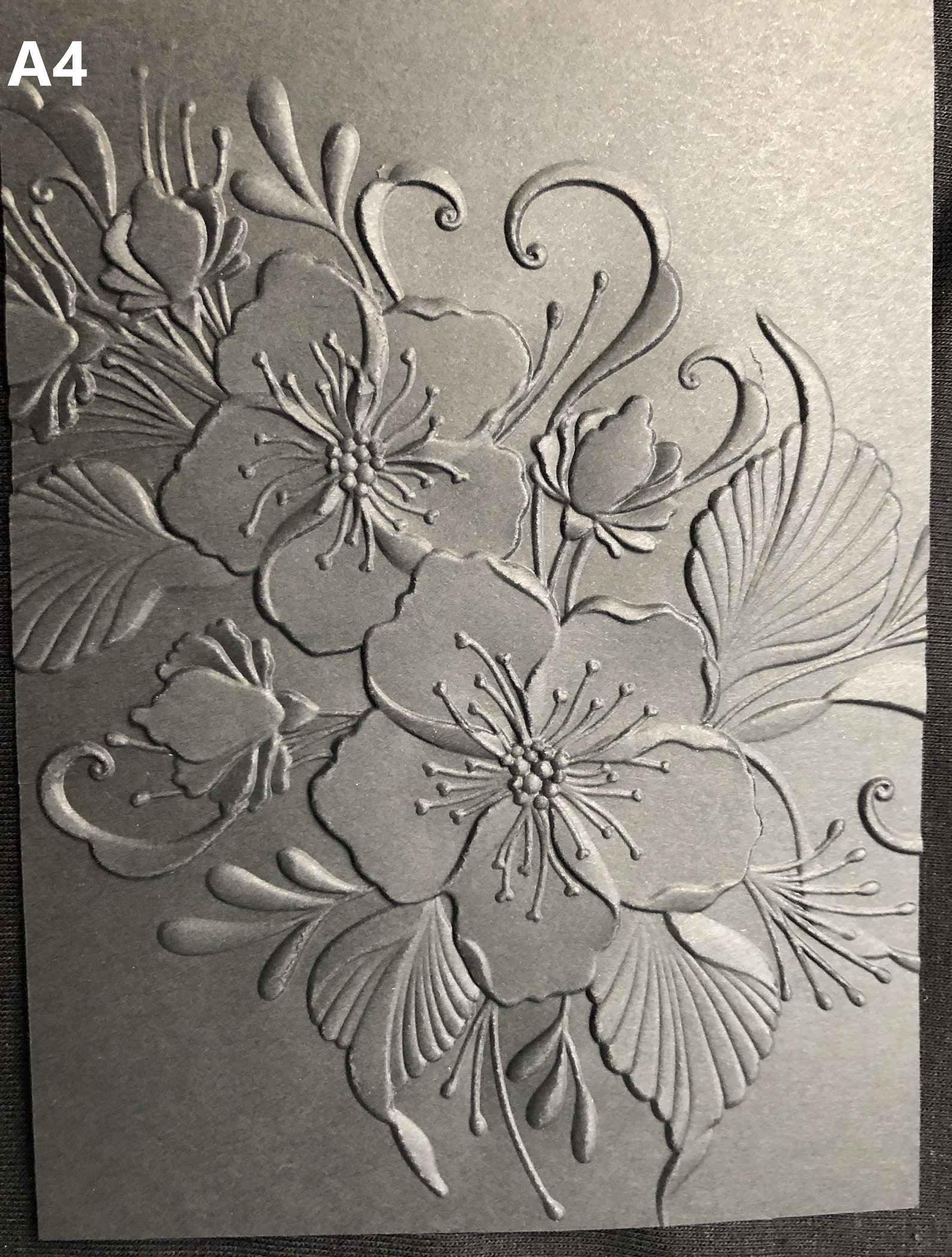 Black 3D Embossed Cardstock Sheets, (set of 5), Embossed Cards ...
