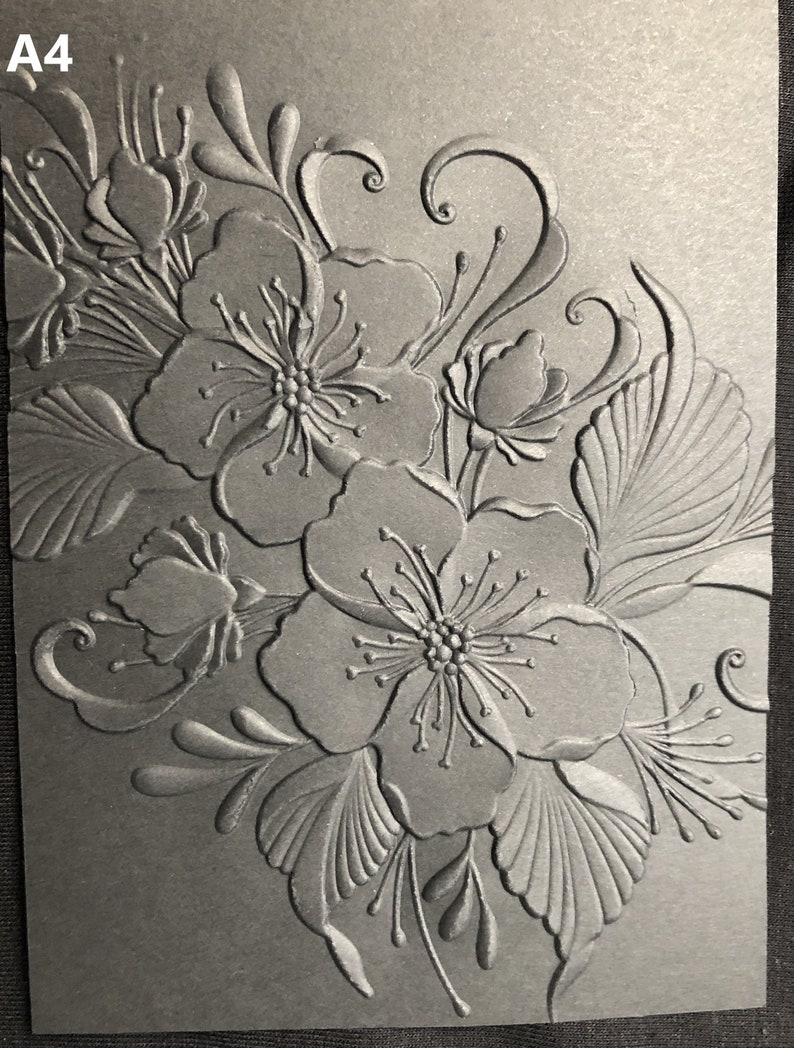 Black 3D Embossed Cardstock Sheets, (set of 5), Embossed Cards ...