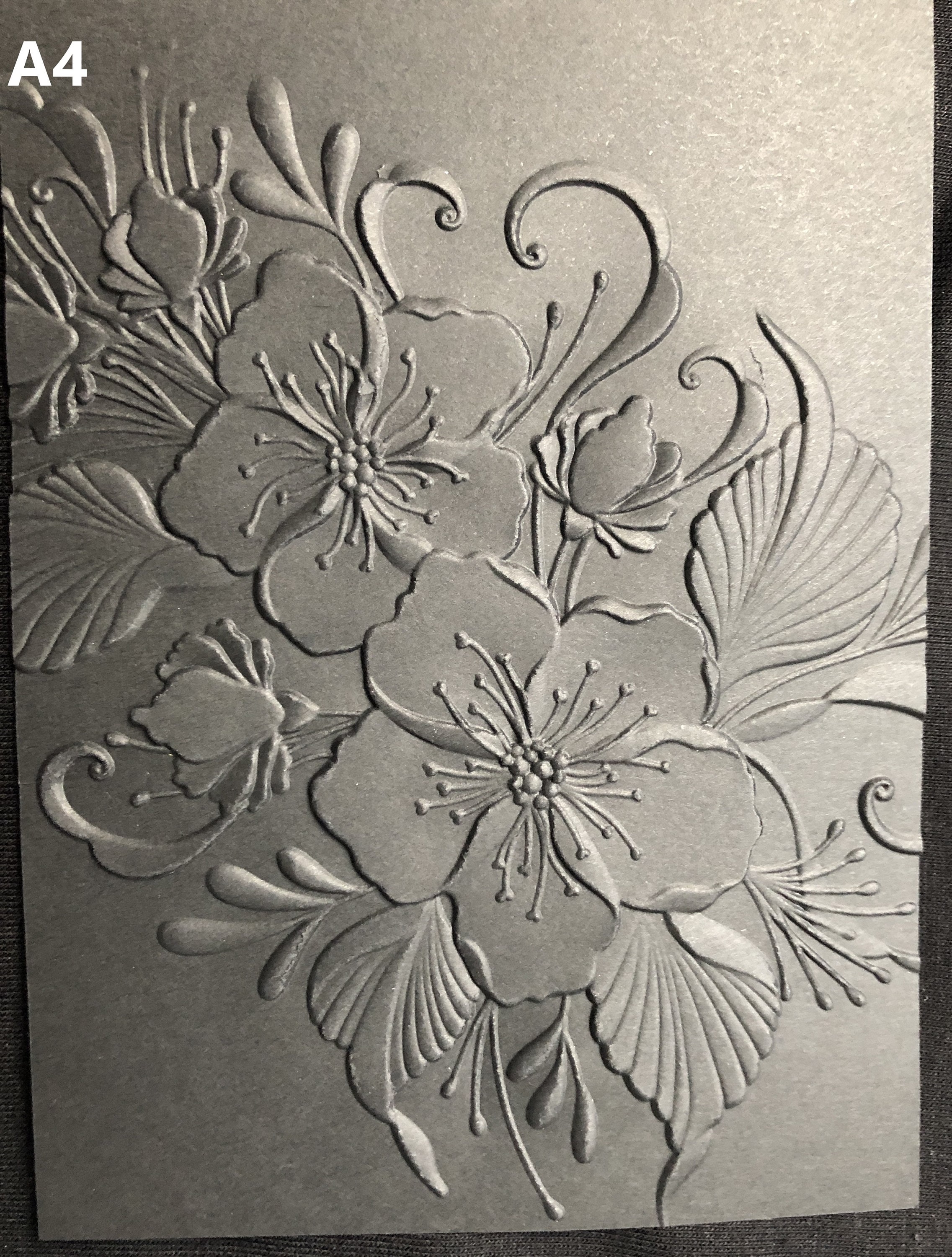 Black 3D Embossed Cardstock Sheets, (set of 5), Embossed Cards ...
