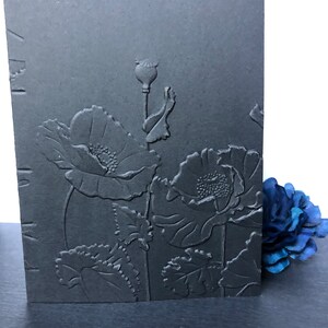 Embossed 3D Black Floral Poppy Cards (set of 6) Embossed Note Cards ...