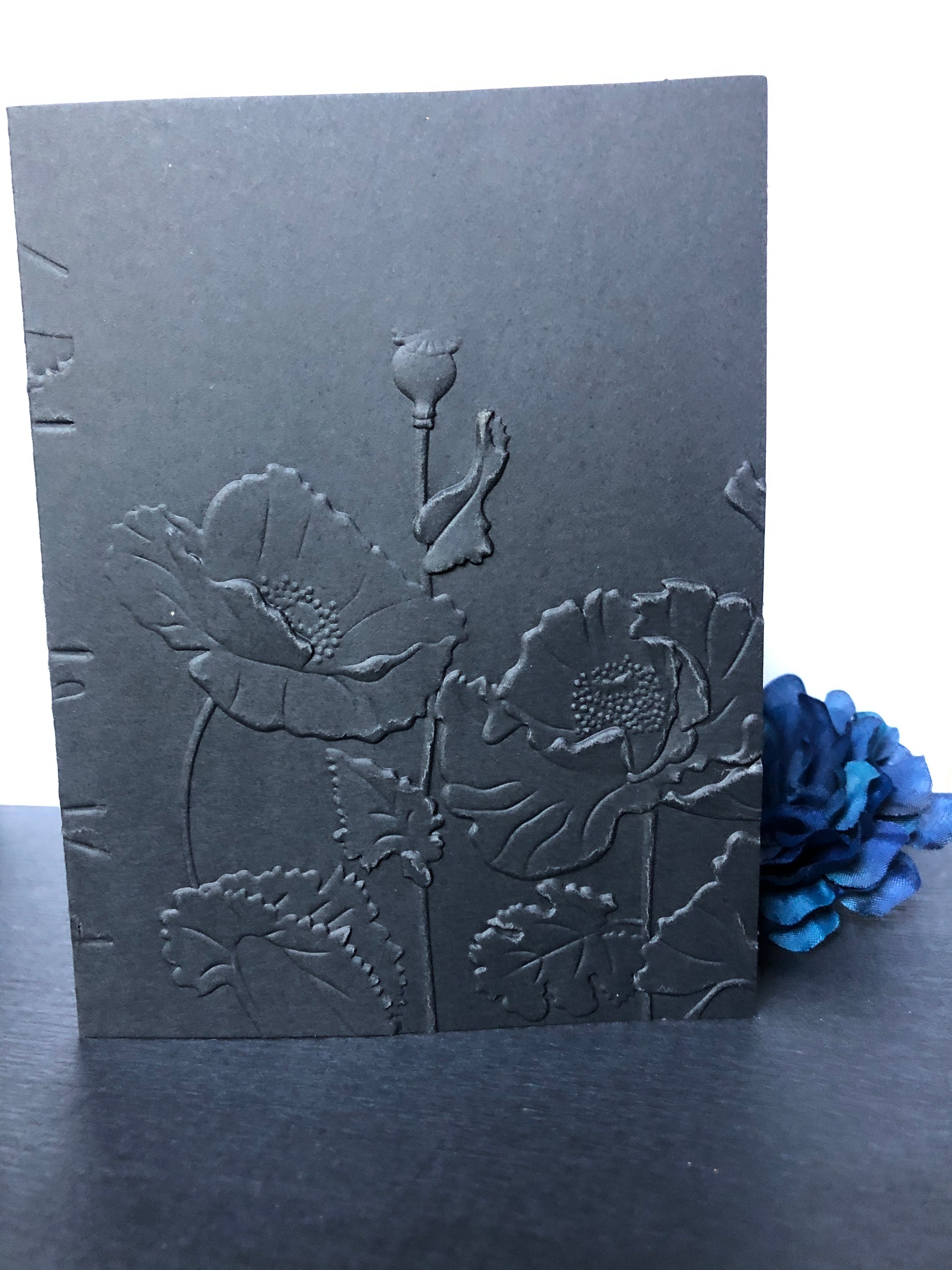 Embossed 3D Black Floral Poppy Cards (set of 6) Embossed Note Cards ...