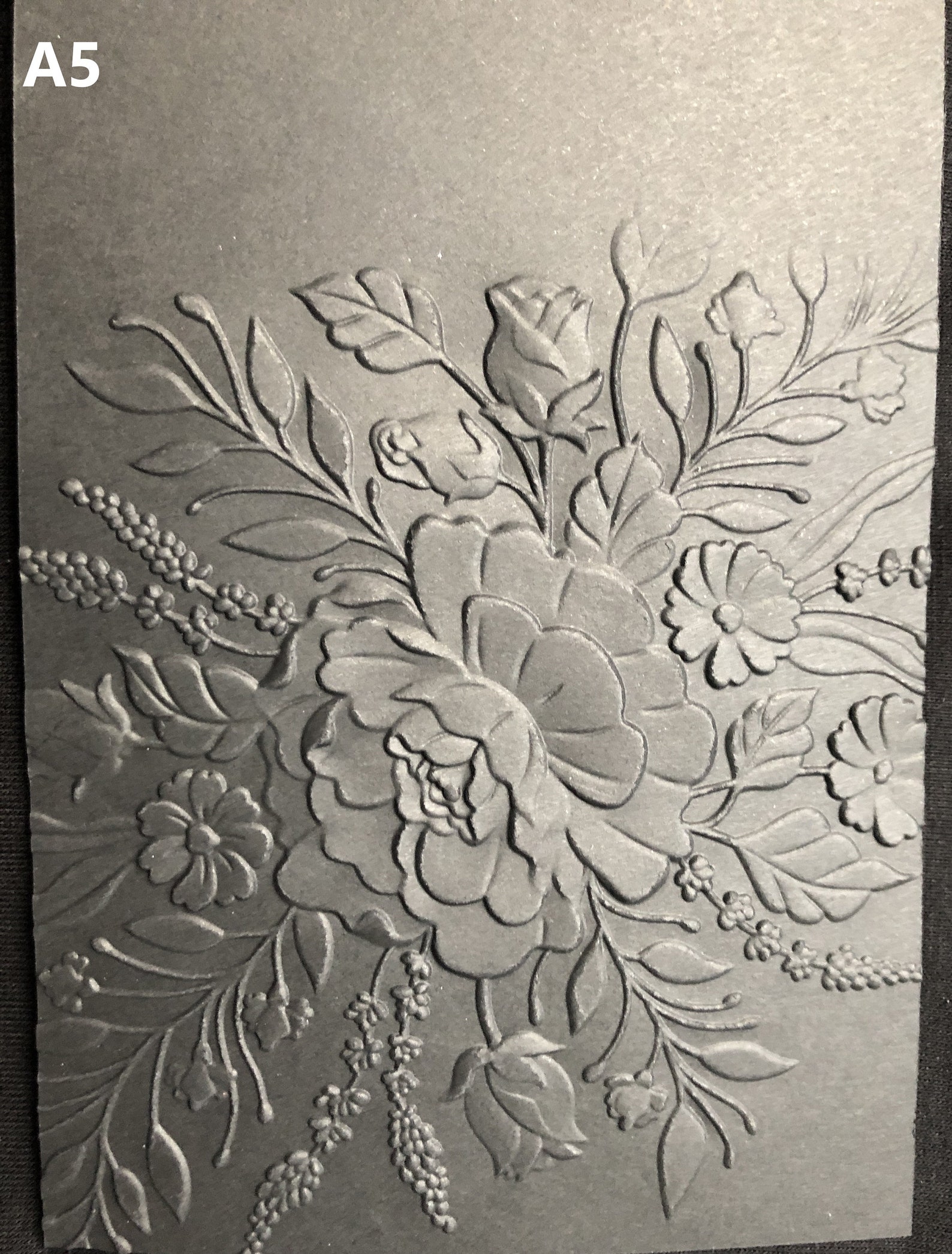 Black 3D Embossed Cardstock Sheets, (set of 5), Embossed Cards ...
