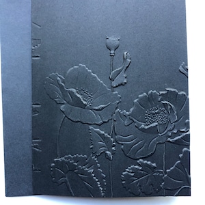 Embossed 3D Black Floral Poppy Cards (set of 6) Embossed Note Cards ...
