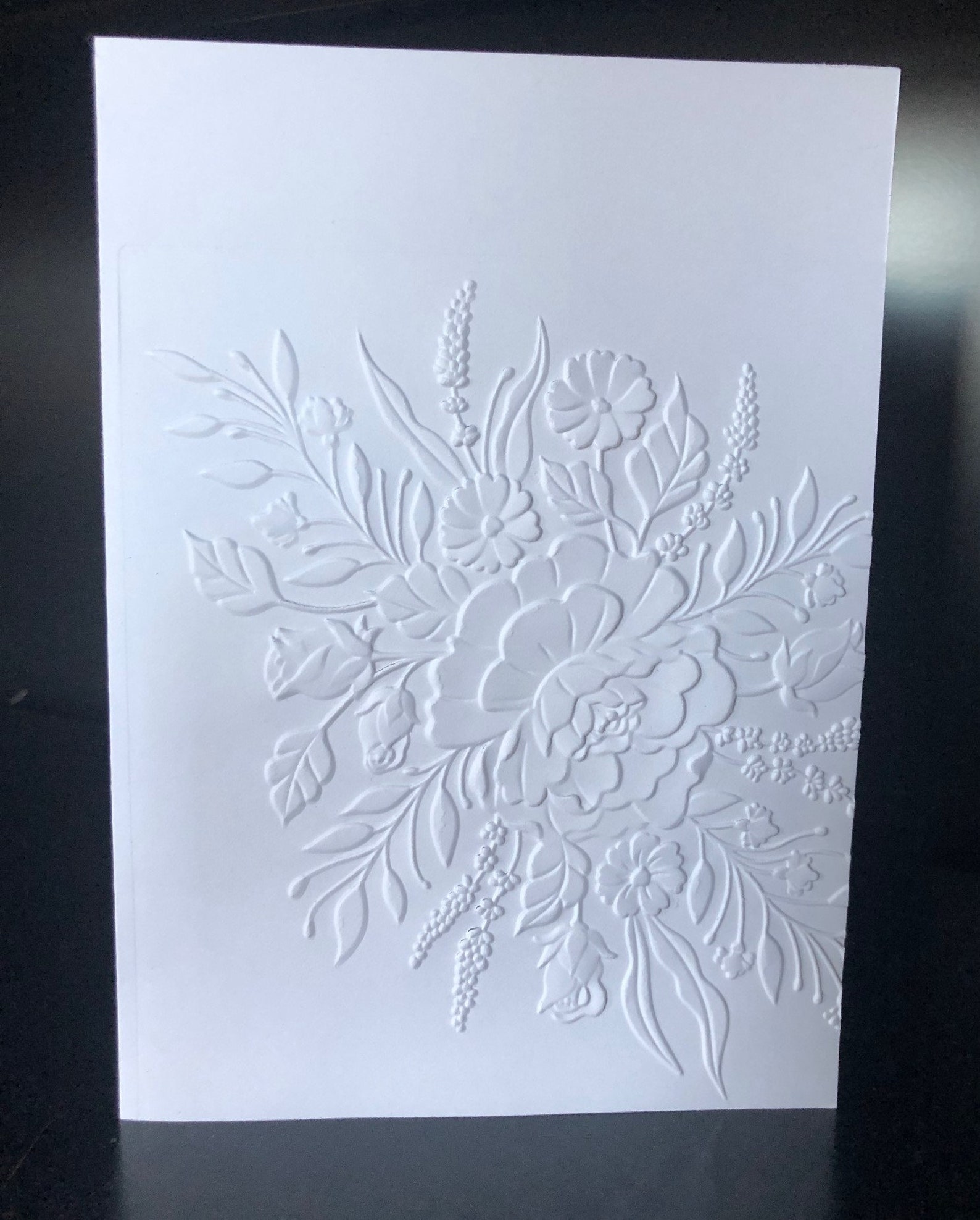 Embossed 3D White Floral Cards set of 6 Embossed Note Cards All ...