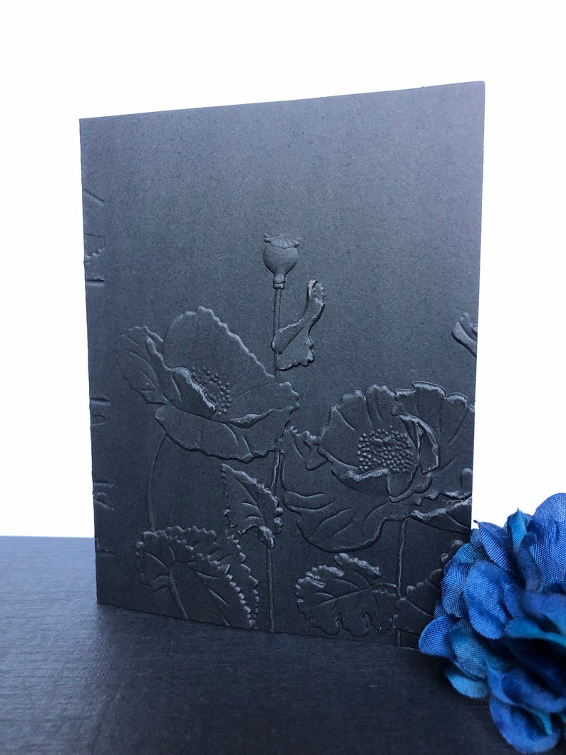 Embossed 3D Black Floral Poppy Cards (set of 6) Embossed Note Cards ...