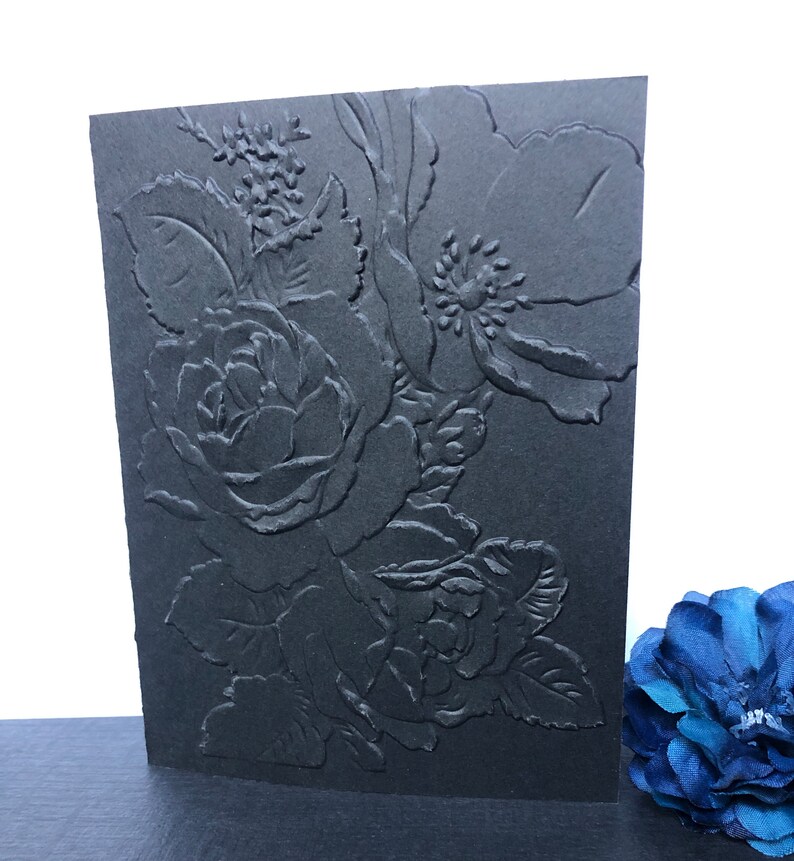 Embossed 3D Black Floral Rose Cards (set of 6) Embossed Note Cards, All ...