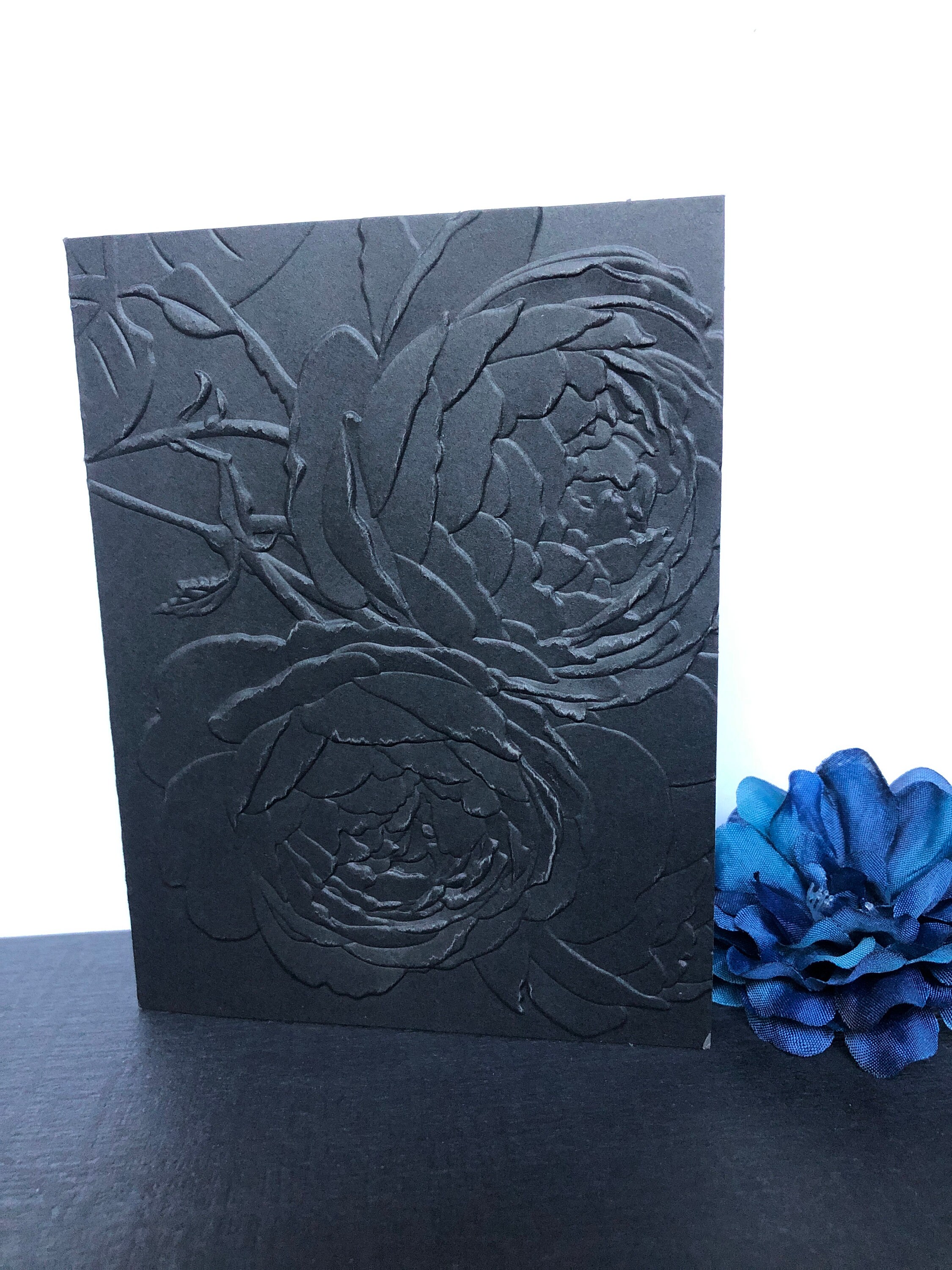 Embossed 3D Black Floral Cards (set of 6) Embossed Note Cards, All ...