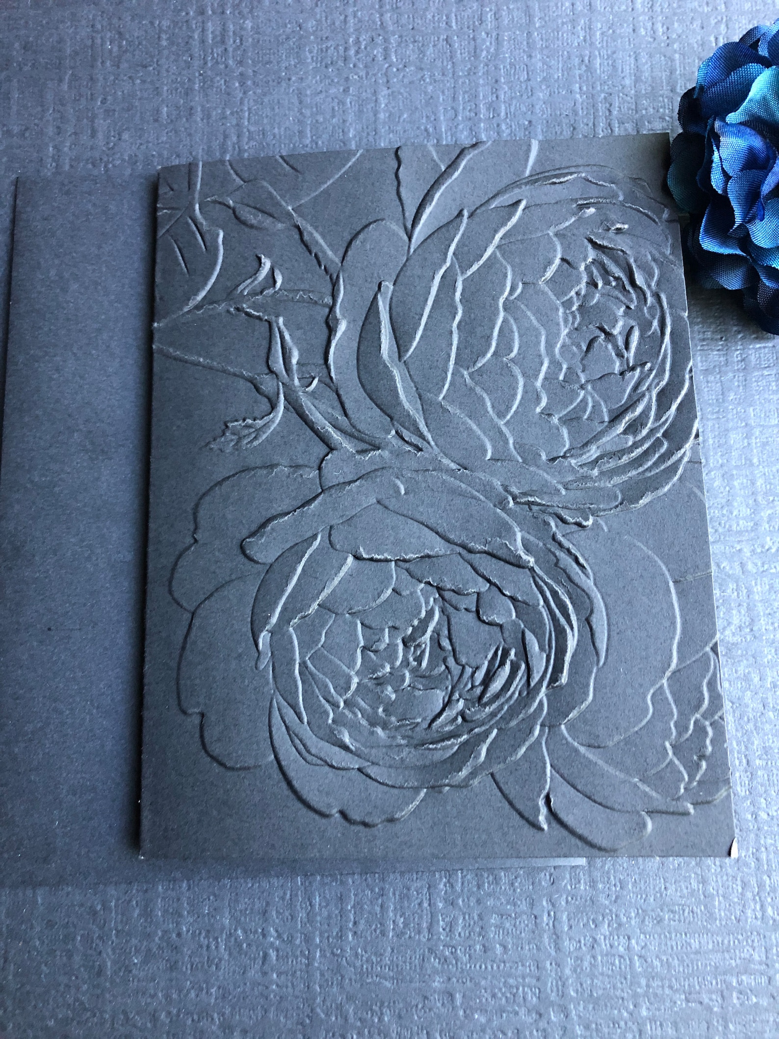 Embossed 3D Black Floral Cards (set of 6) Embossed Note Cards, All ...