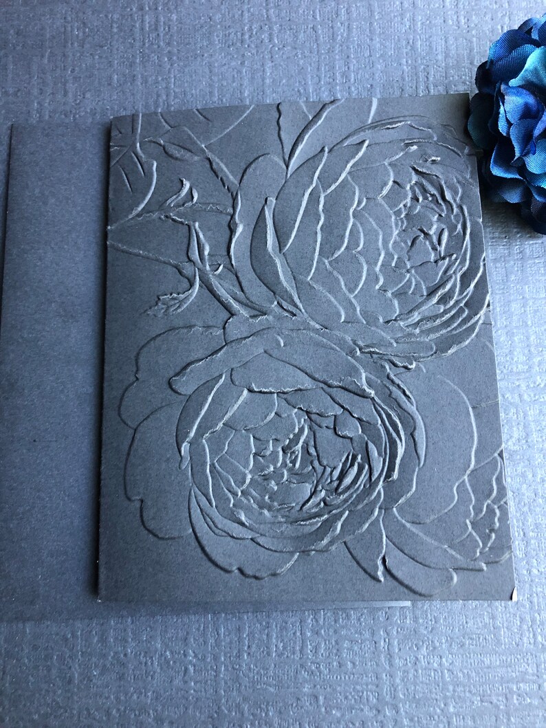 Embossed Black Floral Cards, 3D Bouquet Notecards (set of 6) - Etsy