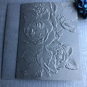 Embossed 3D Black Floral Rose Cards (set of 6) Embossed Note Cards, All ...