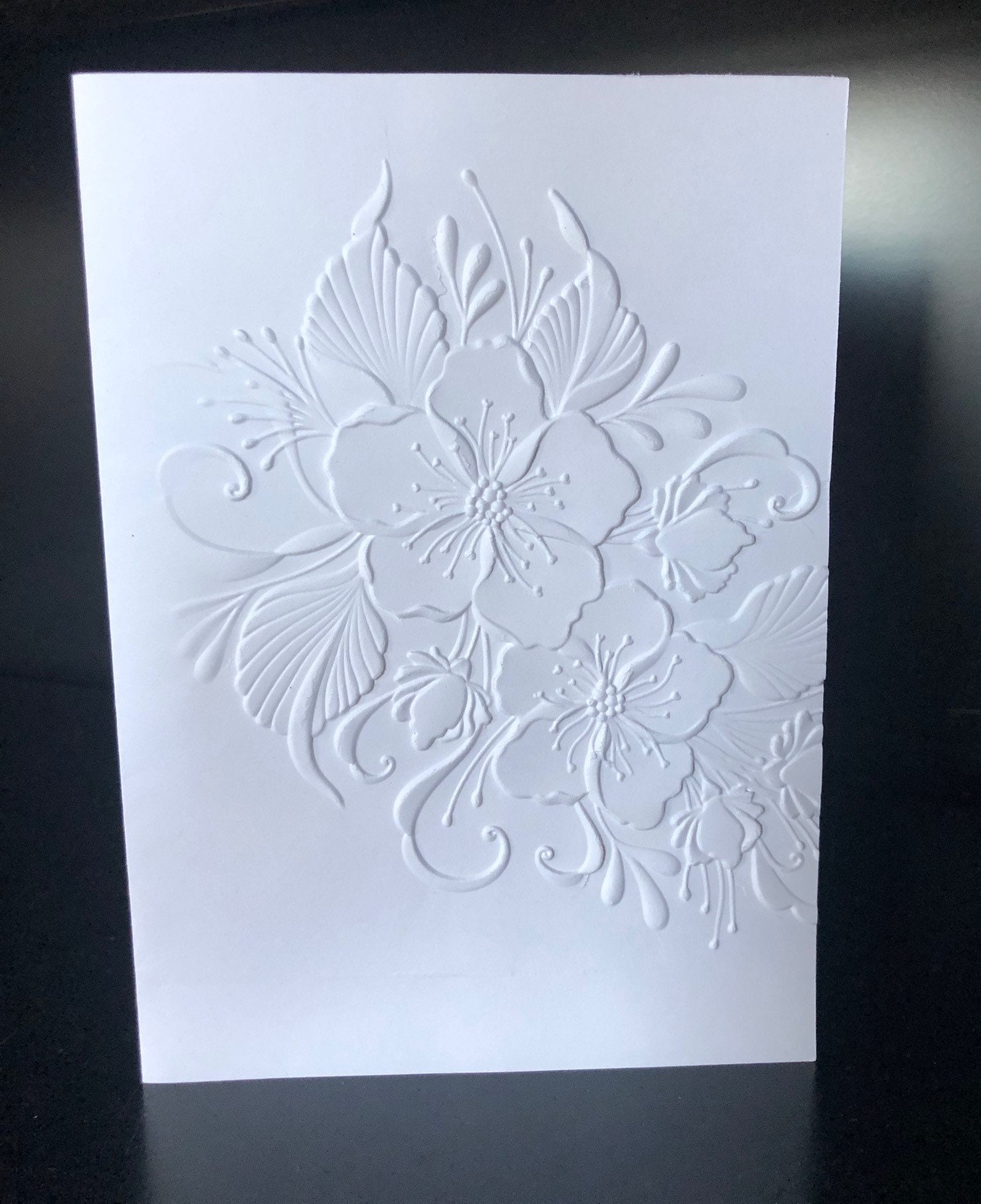 3D Embossed White Floral Note Cards (set of 6), Embossed Cards All ...