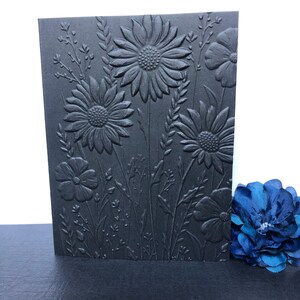 Embossed Black Floral Daisy Notecards, Set of 6 - Etsy