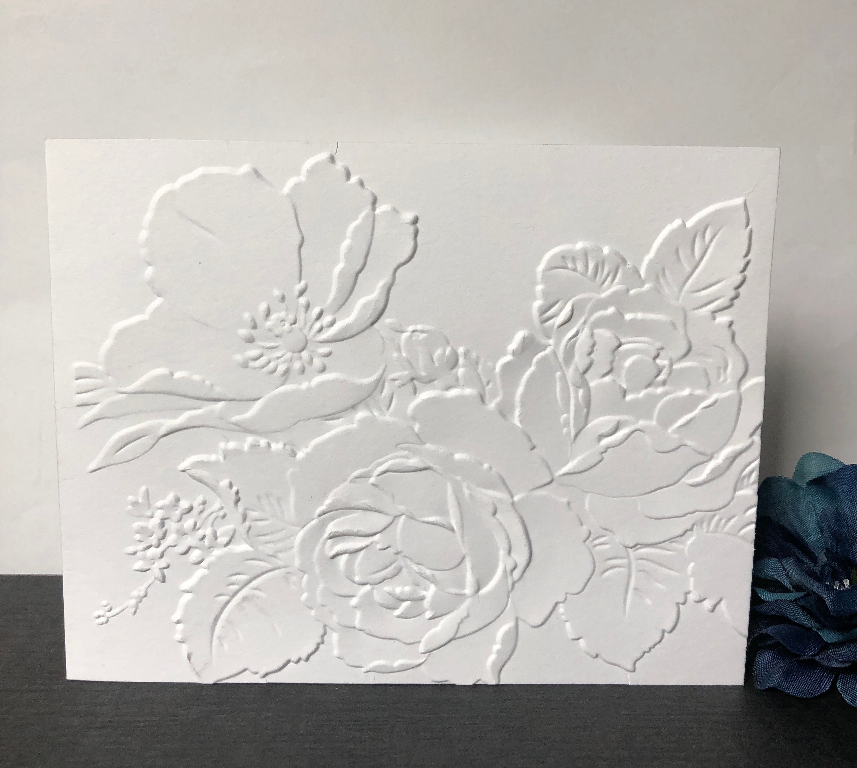 3D Embossed White Floral Cards Set of 10 Embossed Note Cards All ...