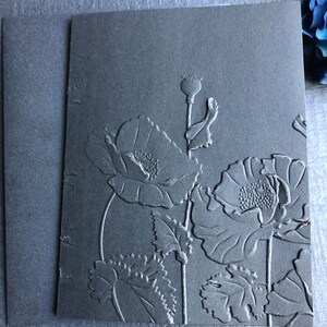 Embossed 3D Black Floral Poppy Cards (set of 6) Embossed Note Cards ...