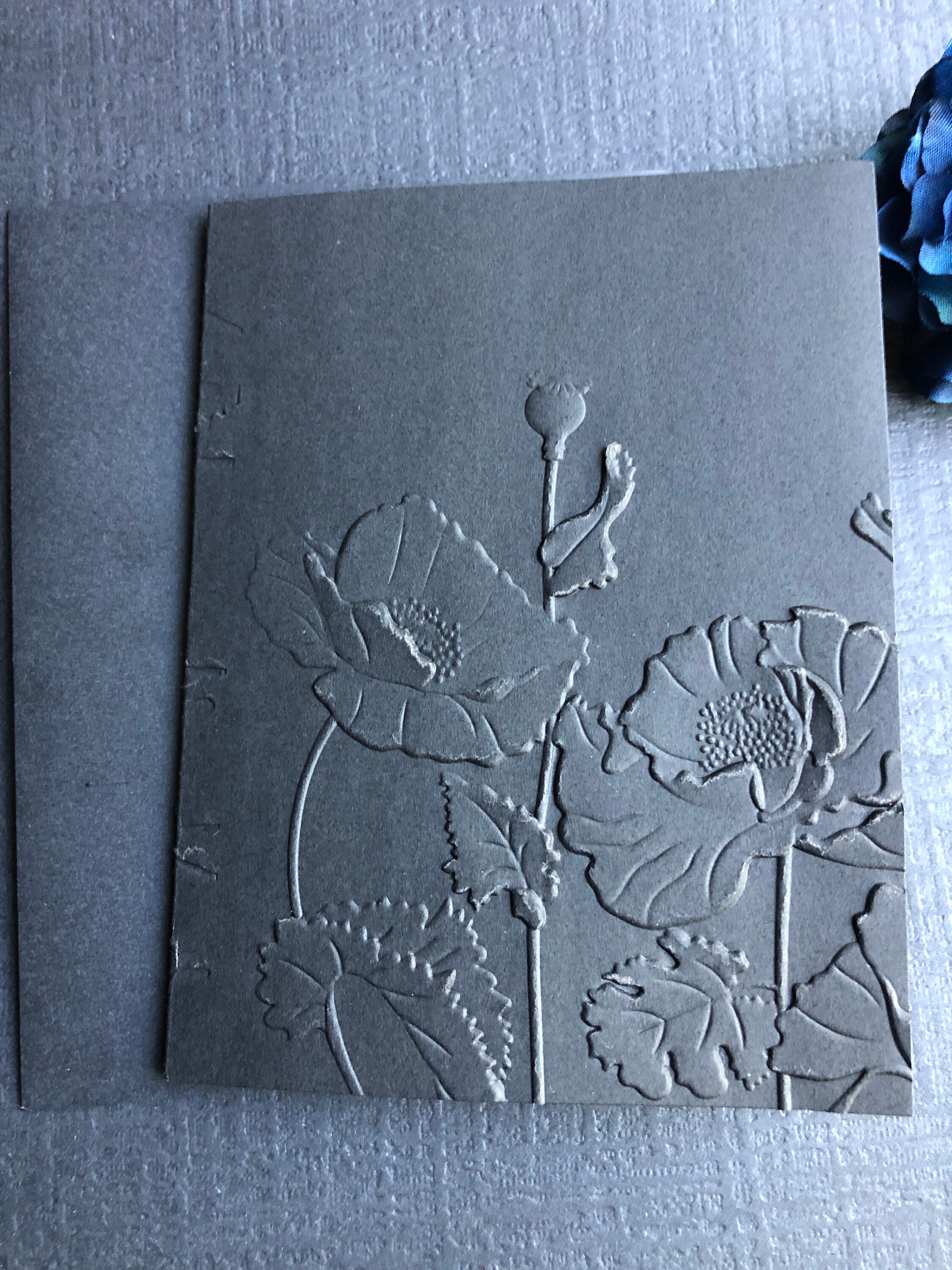 Embossed 3D Black Floral Poppy Cards (set of 6) Embossed Note Cards ...