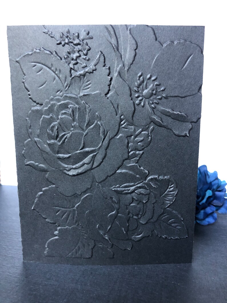 Embossed 3D Black Floral Rose Cards (set of 6) Embossed Note Cards, All ...