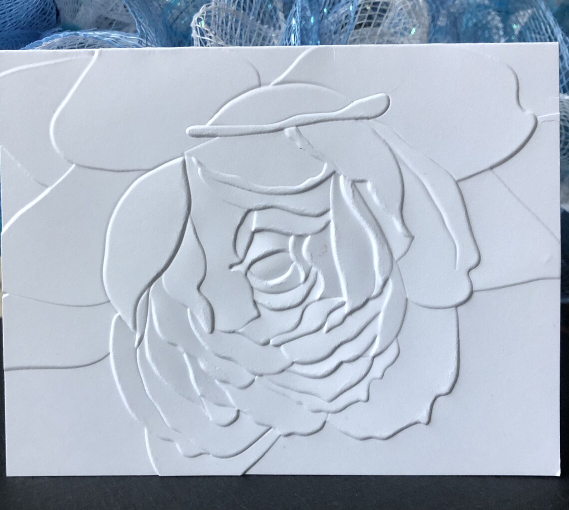 3D Embossed White Rose Cards (set of 6) Embossed Note Cards All ...