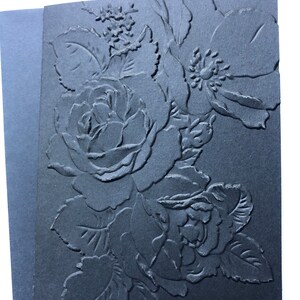 Embossed 3D Black Floral Rose Cards (set of 6) Embossed Note Cards, All ...