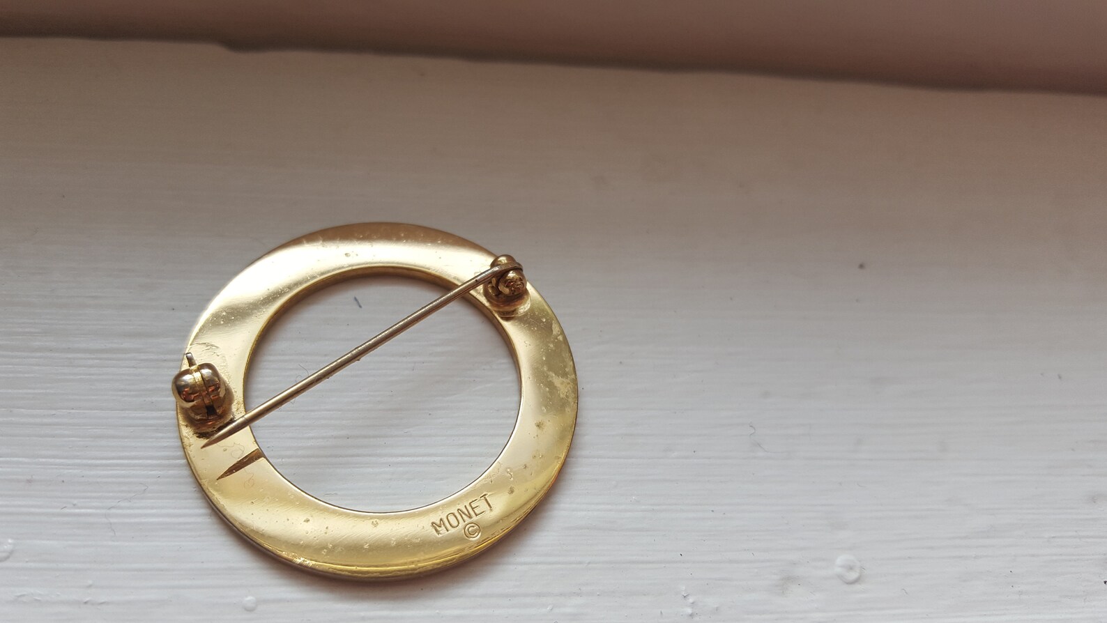 Monet Gold Tone Circle Pin With Hallmark Stamp on Back - Etsy