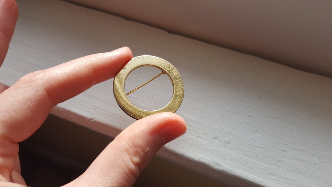 Monet Gold Tone Circle Pin With Hallmark Stamp on Back - Etsy