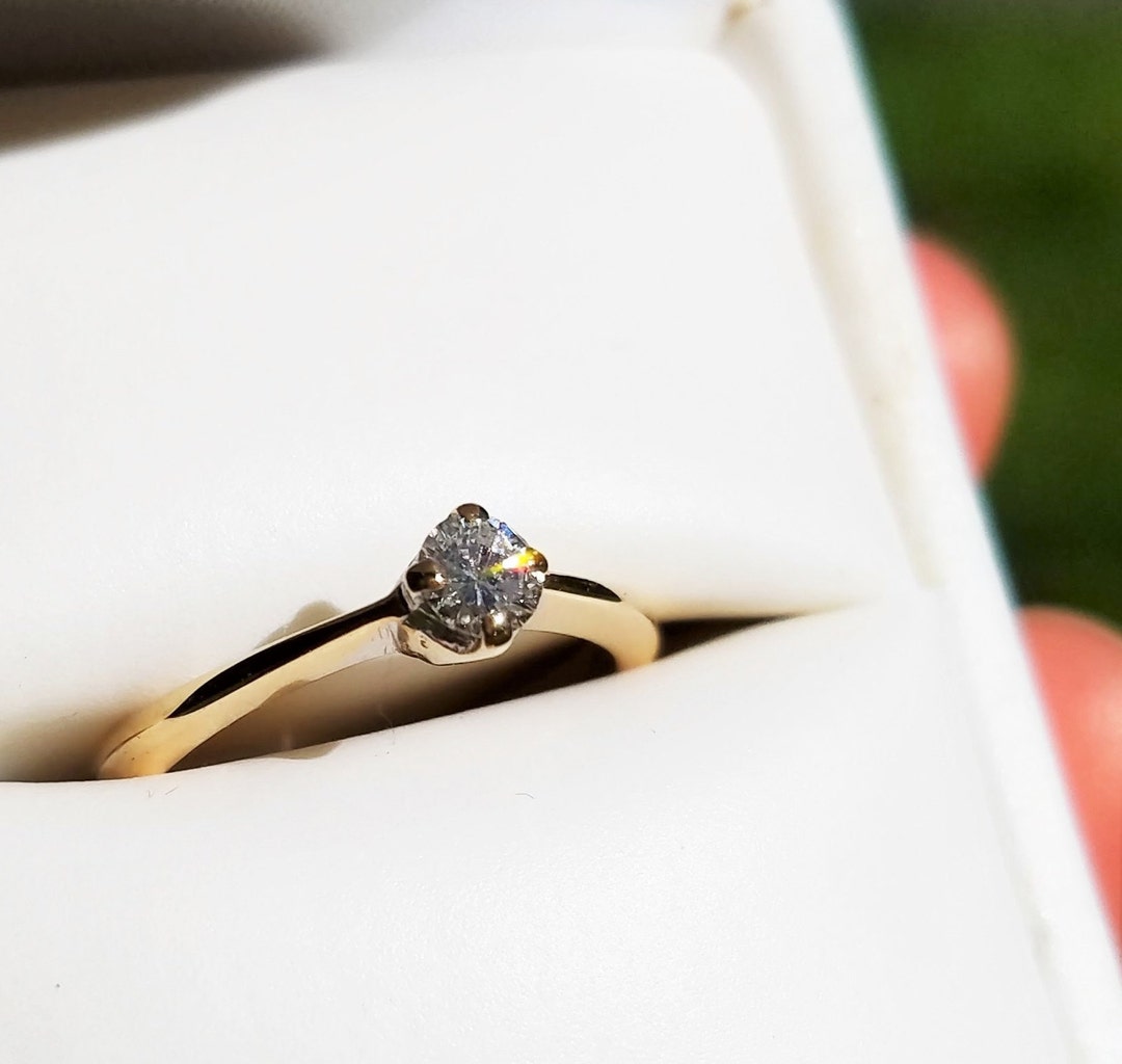 Petite, 4.25sz, Diamond Solitaire Ring: Designer-inspired Unique NSEW ...
