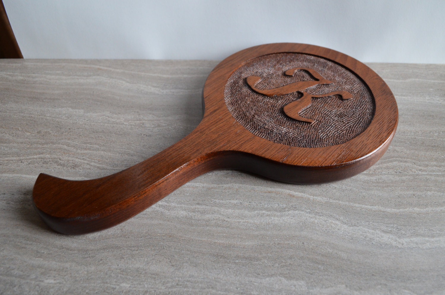 Custom Wooden Hand Mirror, Personalized With a Relief Carving of an ...