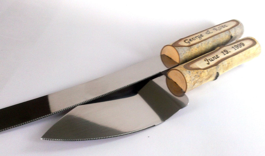 Rustic Country Chic Wedding Knife Set, Natural Birch Branch Rustic ...