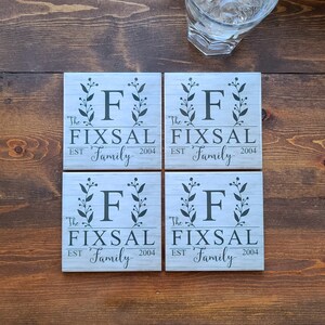 Custom Monogram Coasters, Personalized Family Established Gifts, Family ...