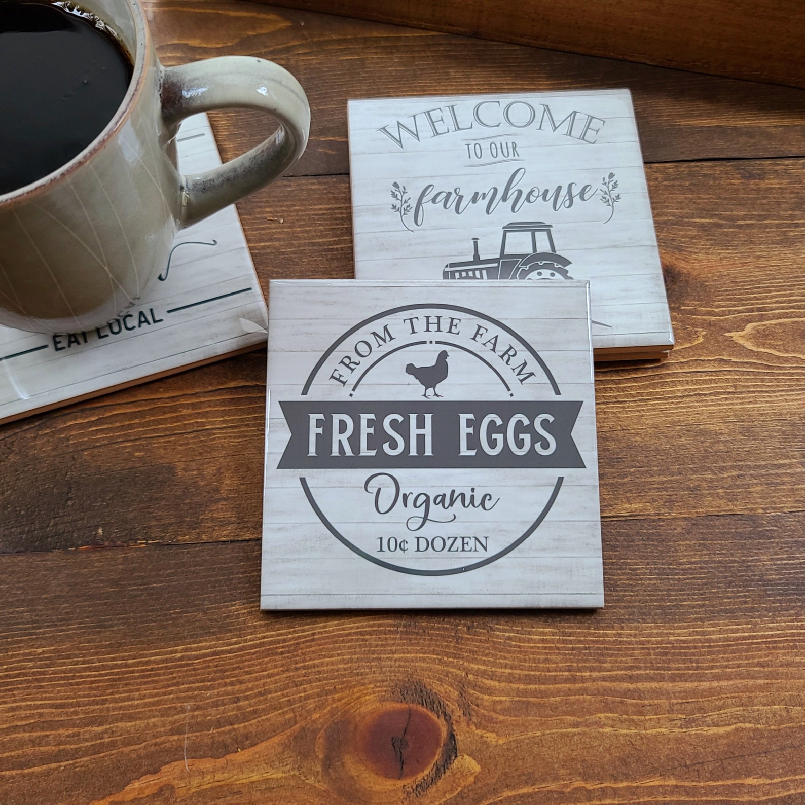 Farmhouse Coasters | Set of 4, Farmhouse Decor, Farmhouse Table ...