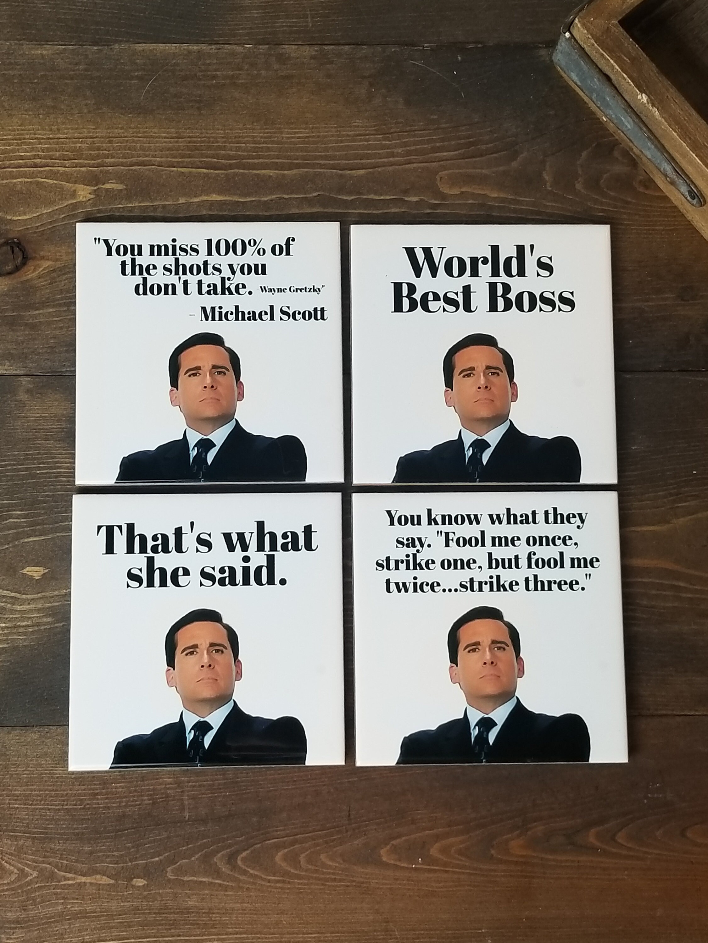The Office Coasters | Michael Scott - 4 Piece Coaster Set - the Office ...