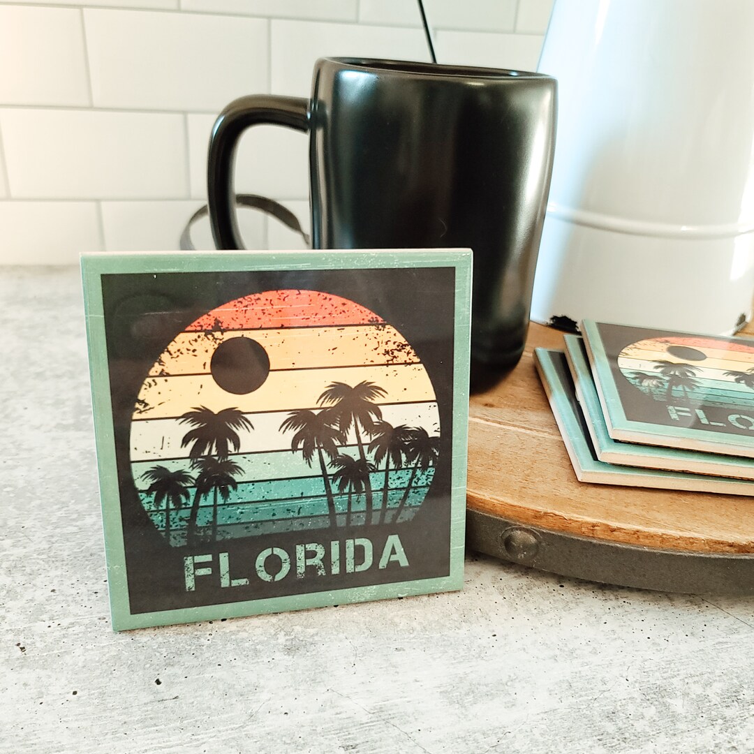 Retro Florida Coasters - Set of 4 - Drink Coasters - Florida Decor ...