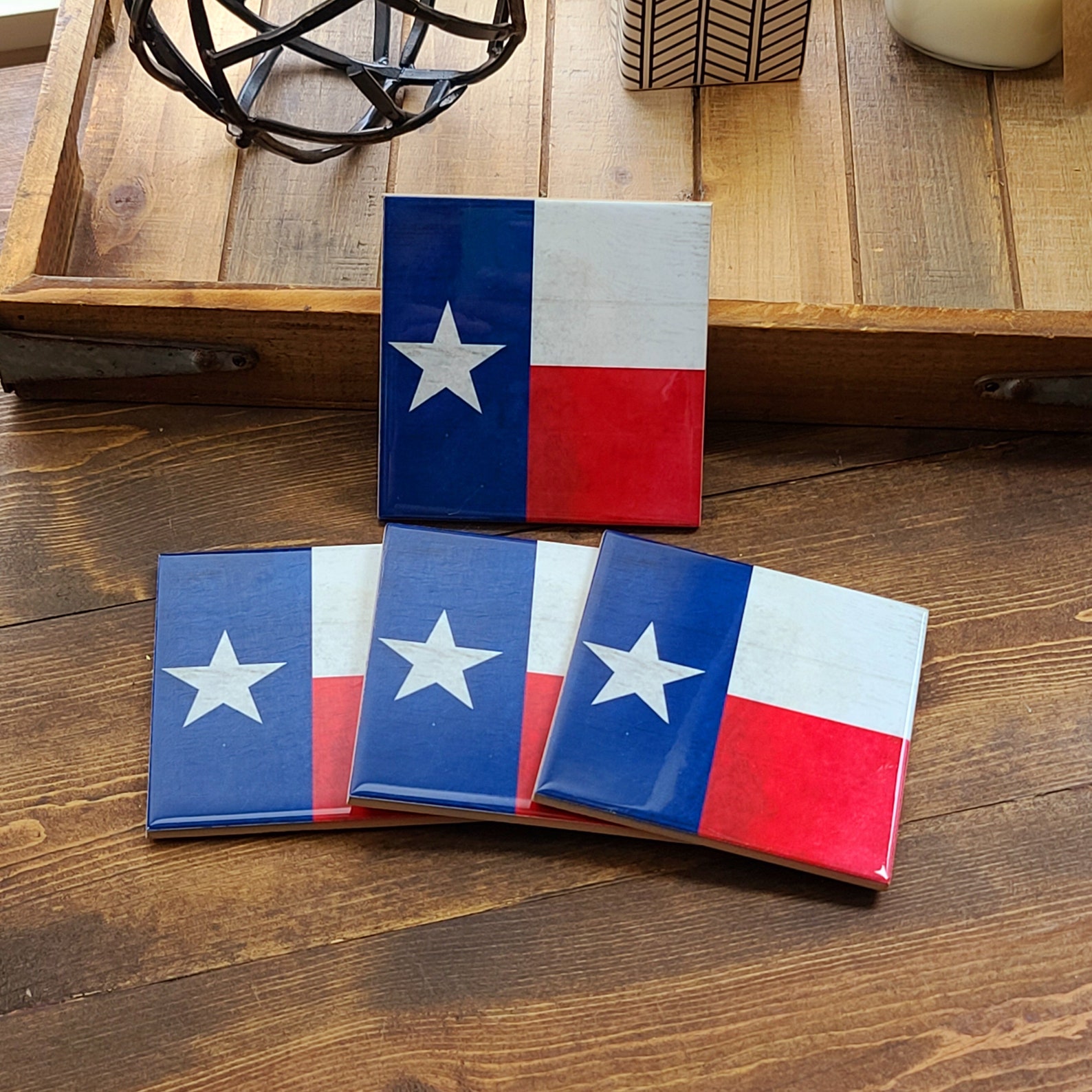 Texas Flag Drink Coasters Set of 4, Texas Gifts, Home Bar Decor ...