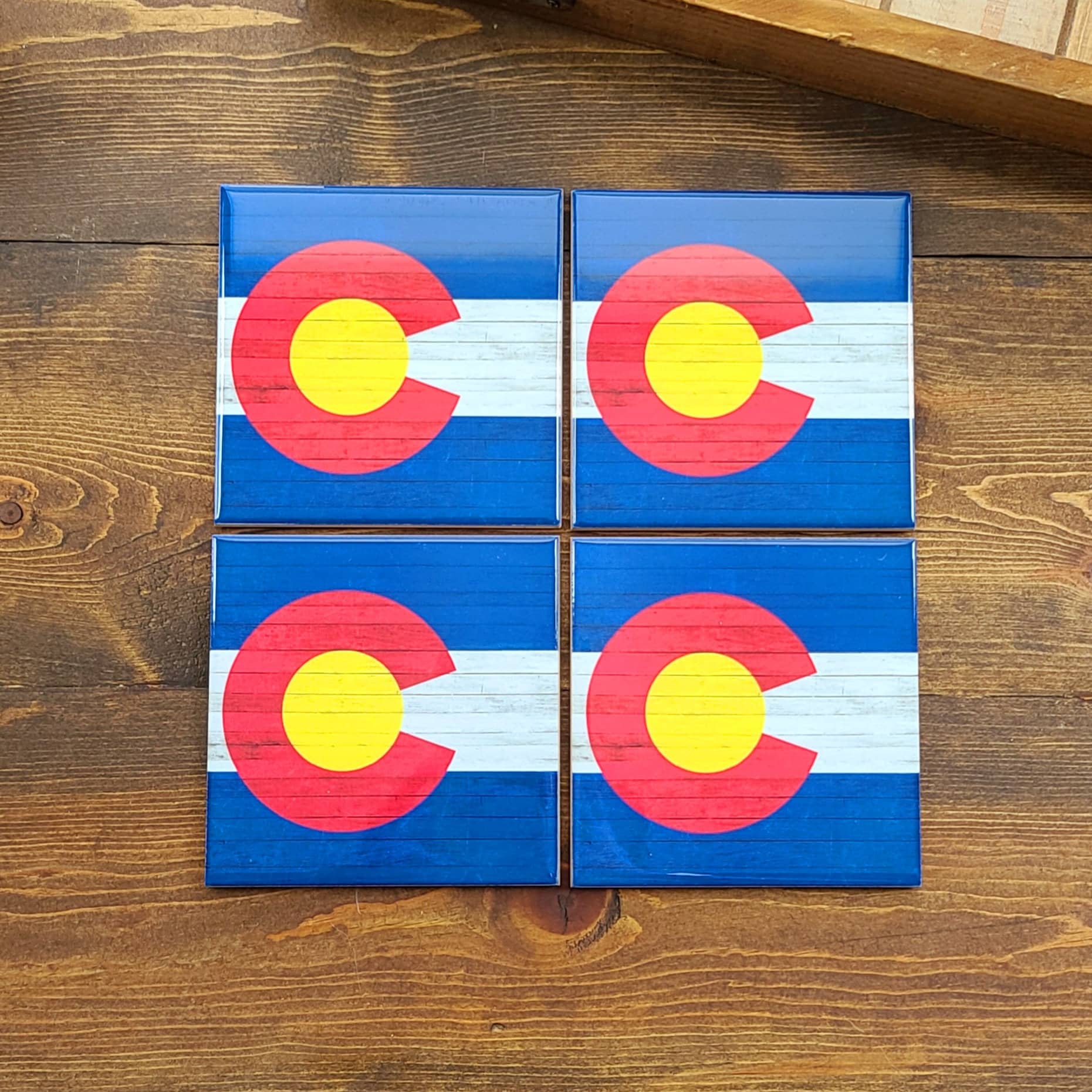 Colorado flag drink coasters set of 4 Colorado gifts home | Etsy
