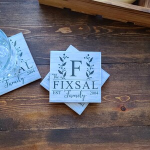 Custom Monogram Coasters, Personalized Family Established Gifts, Family ...