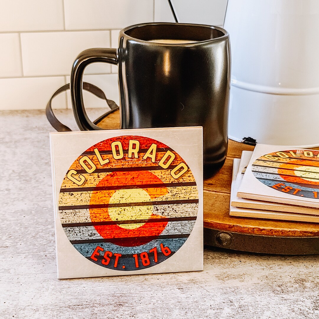 Retro Colorado Coasters - Set of 4 - Drink Coasters - Colorado Decor ...