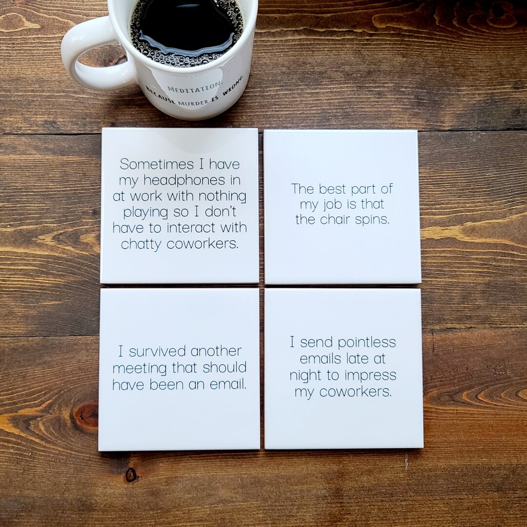 Funny Office Coaster Set Coworker Gift Office Decor Office Gift Funny ...