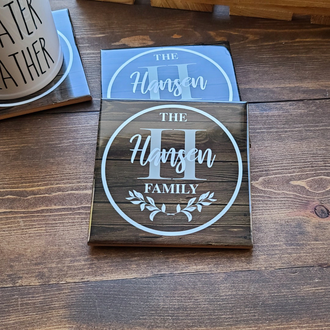 Custom Monogram Coaster Set of 4, Personalized Family Established Gifts ...