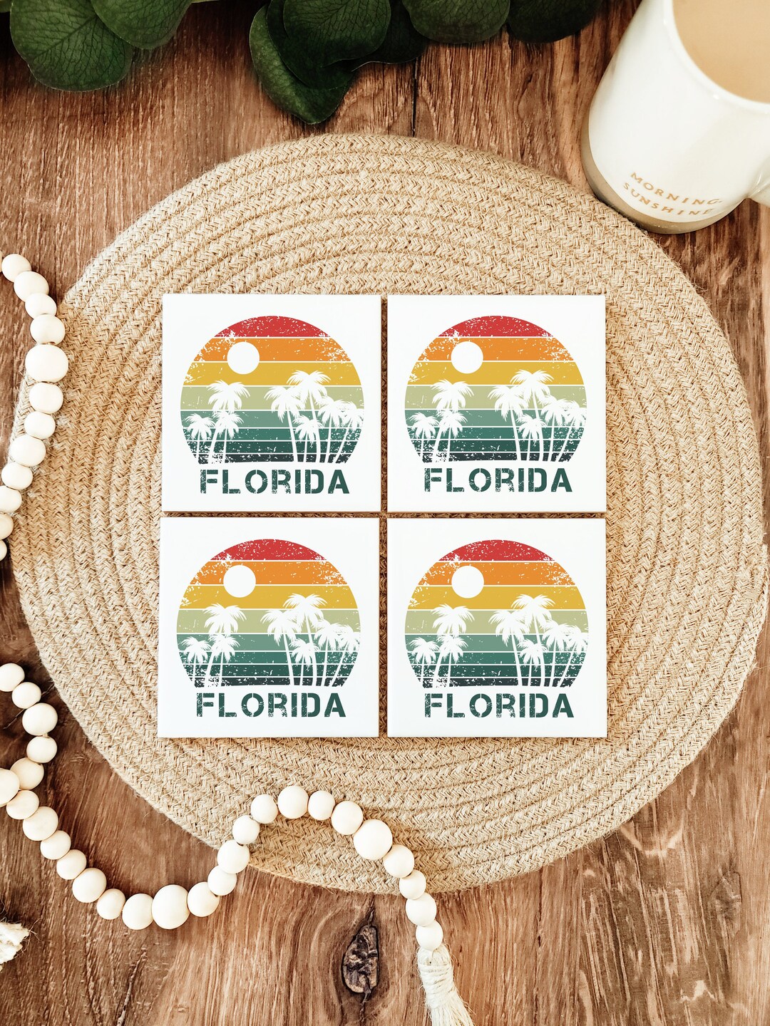 Retro Florida Coasters - Set of 4 - Drink Coasters - Florida Decor ...
