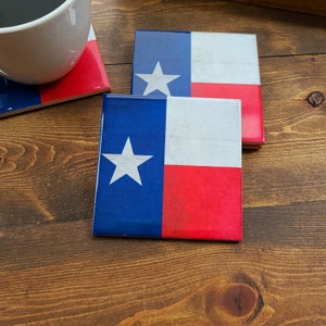 Texas Flag Drink Coasters Set of 4, Texas Gifts, Home Bar Decor ...