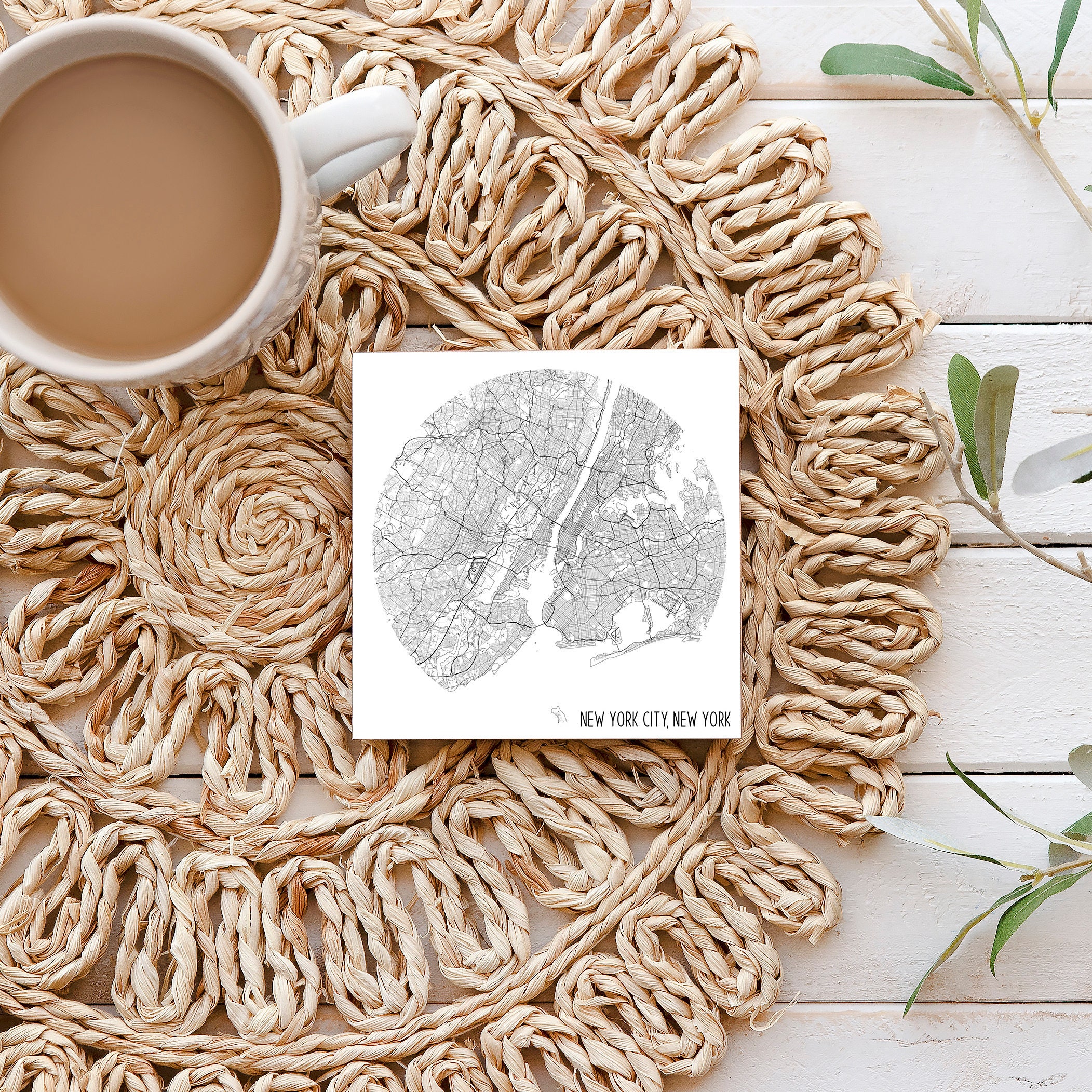 New York City Map coaster set 4 coasters New York City | Etsy