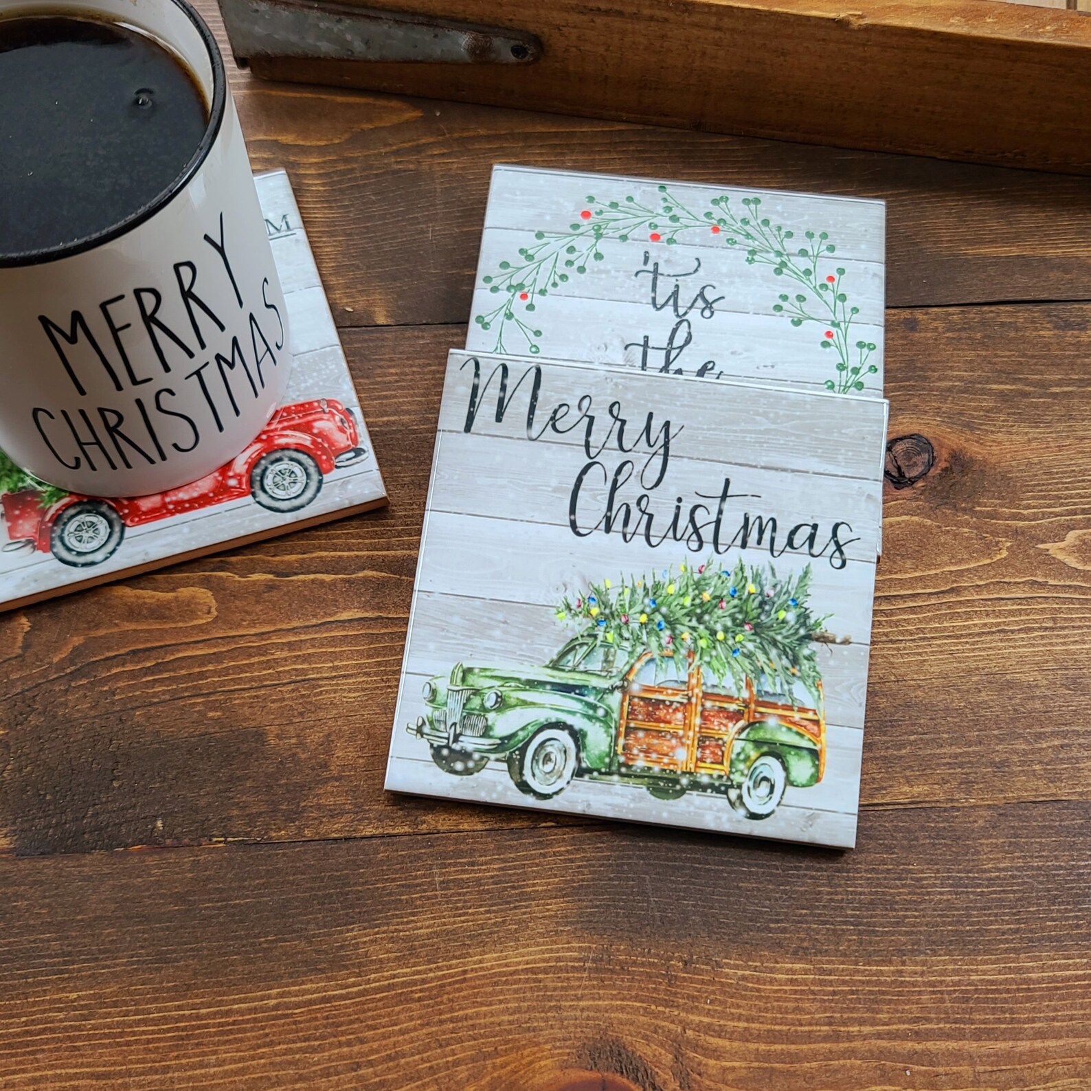 Christmas Coasters Holiday Coasters Snowy Coasters - Etsy