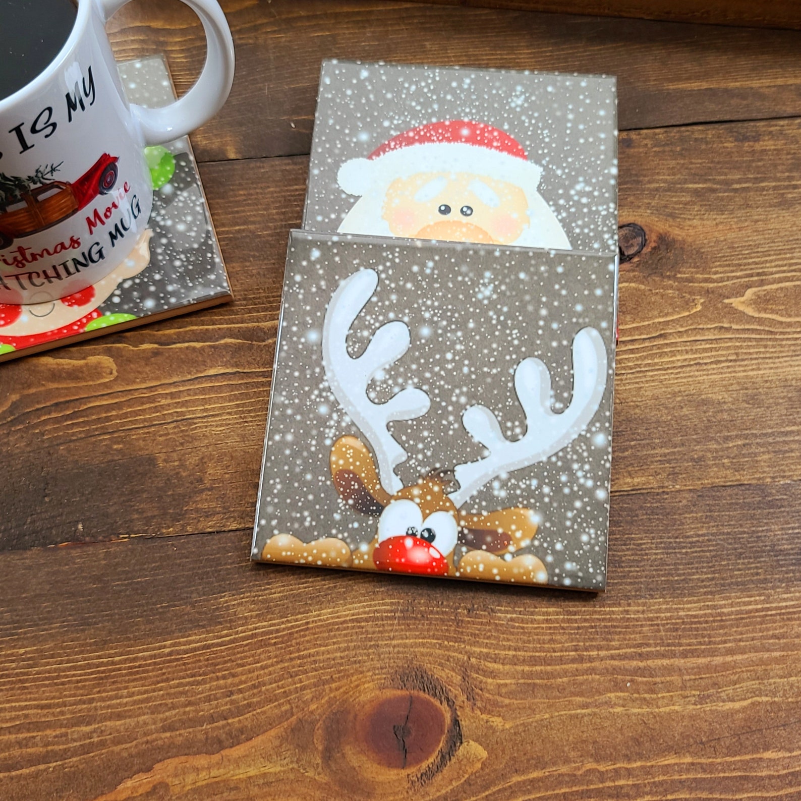 Christmas Coasters - Holiday Coasters - Snowy Coasters - Christmas ...