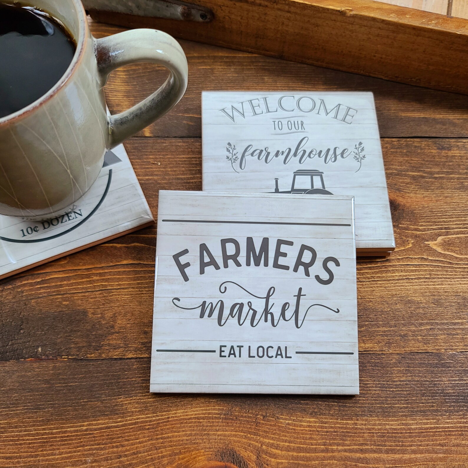 Farmhouse Coasters | Set of 4, Farmhouse Decor, Farmhouse Table ...
