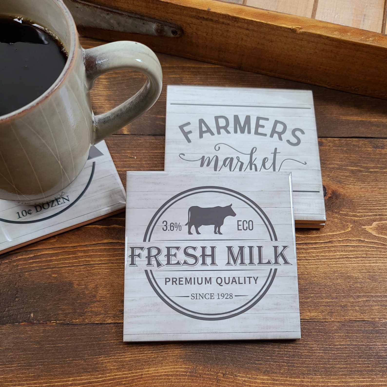 Farmhouse Coasters | Set of 4, Farmhouse Decor, Farmhouse Table ...