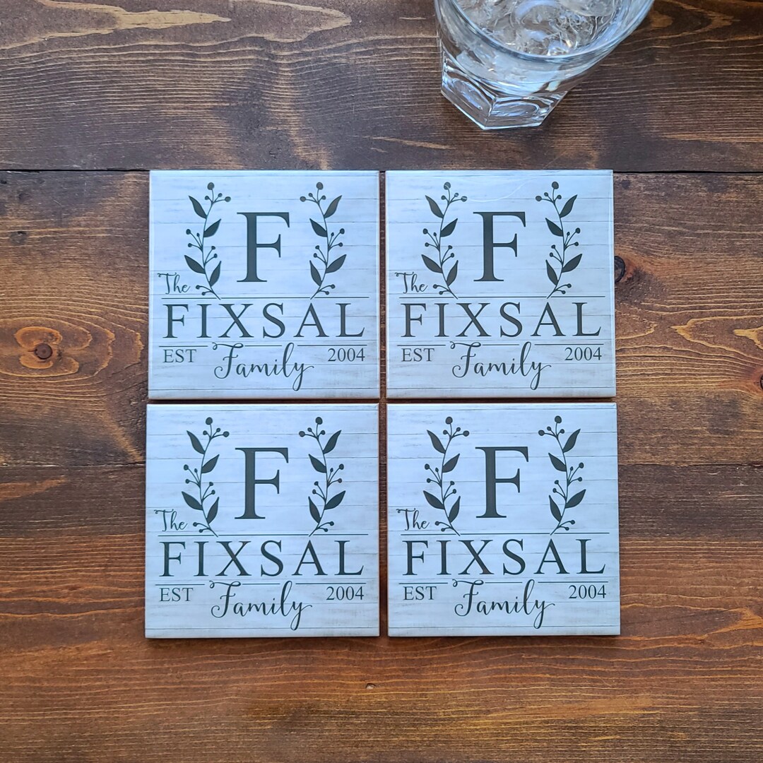 Custom Monogram Coasters, Personalized Family Established Gifts, Family ...