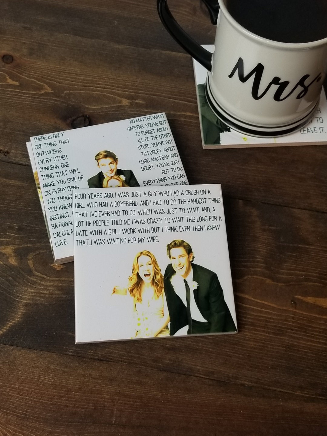 Jim & Pam Coasters | the Office - Set of 4 - True Love - Jim and Pam ...