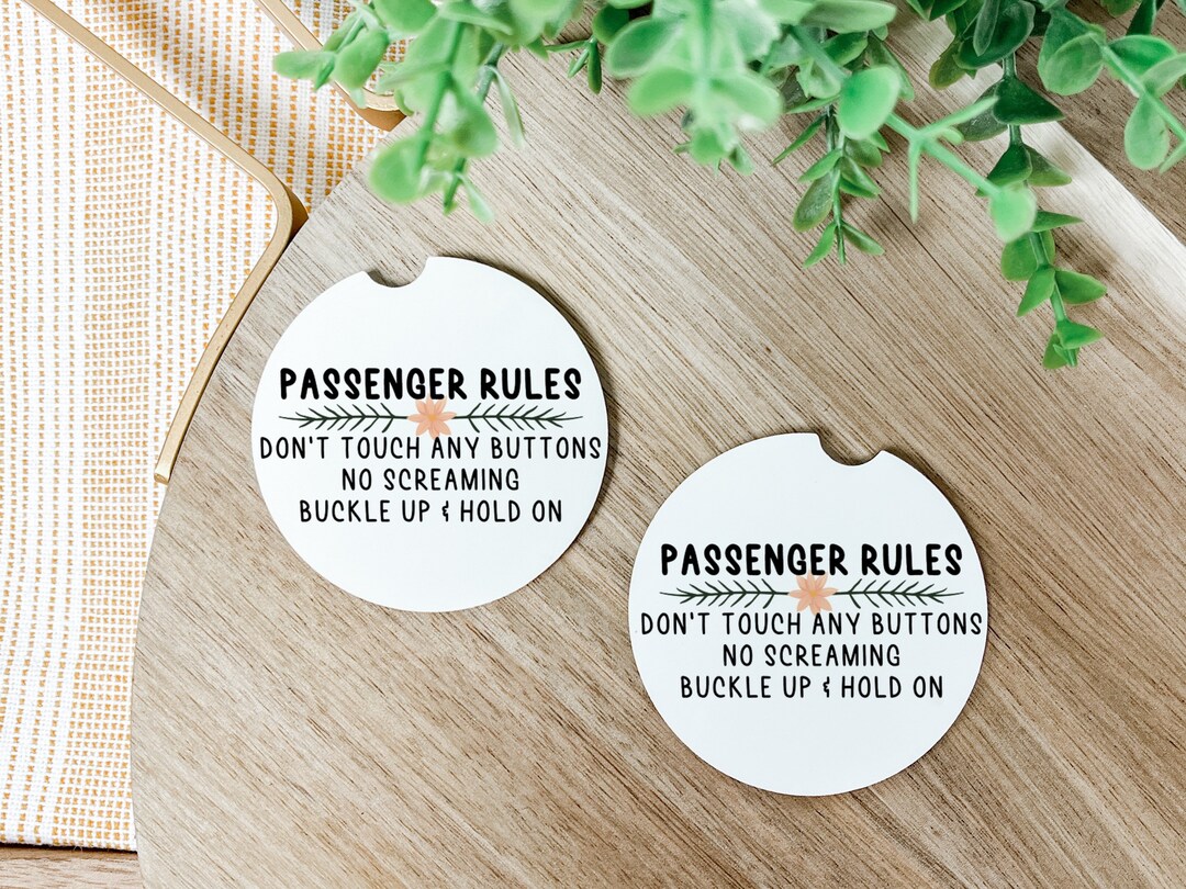 Car Cup Coasters, Passenger Rules, Stocking Stuffer, Gift for Her ...