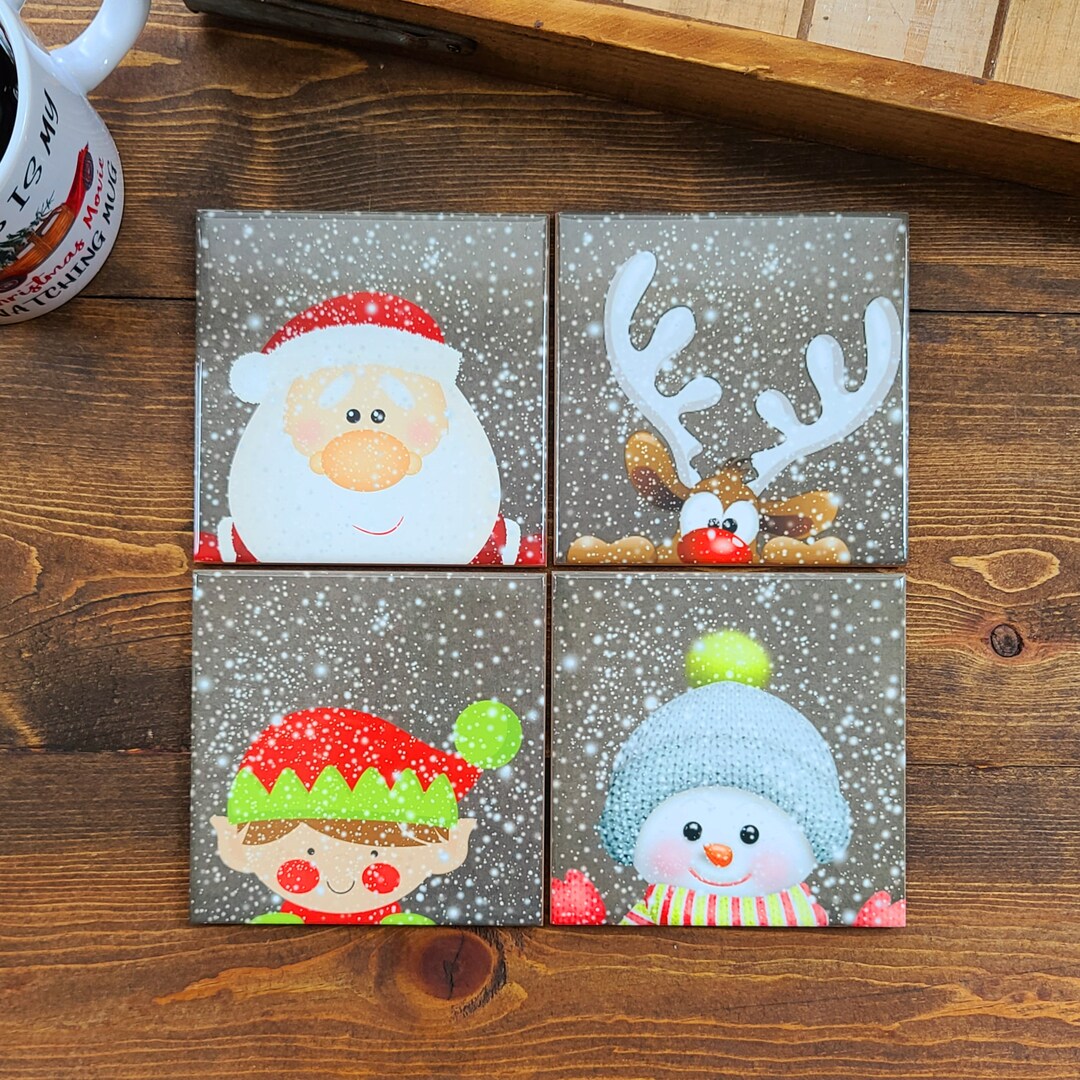 Christmas Coasters - Holiday Coasters - Snowy Coasters - Christmas ...